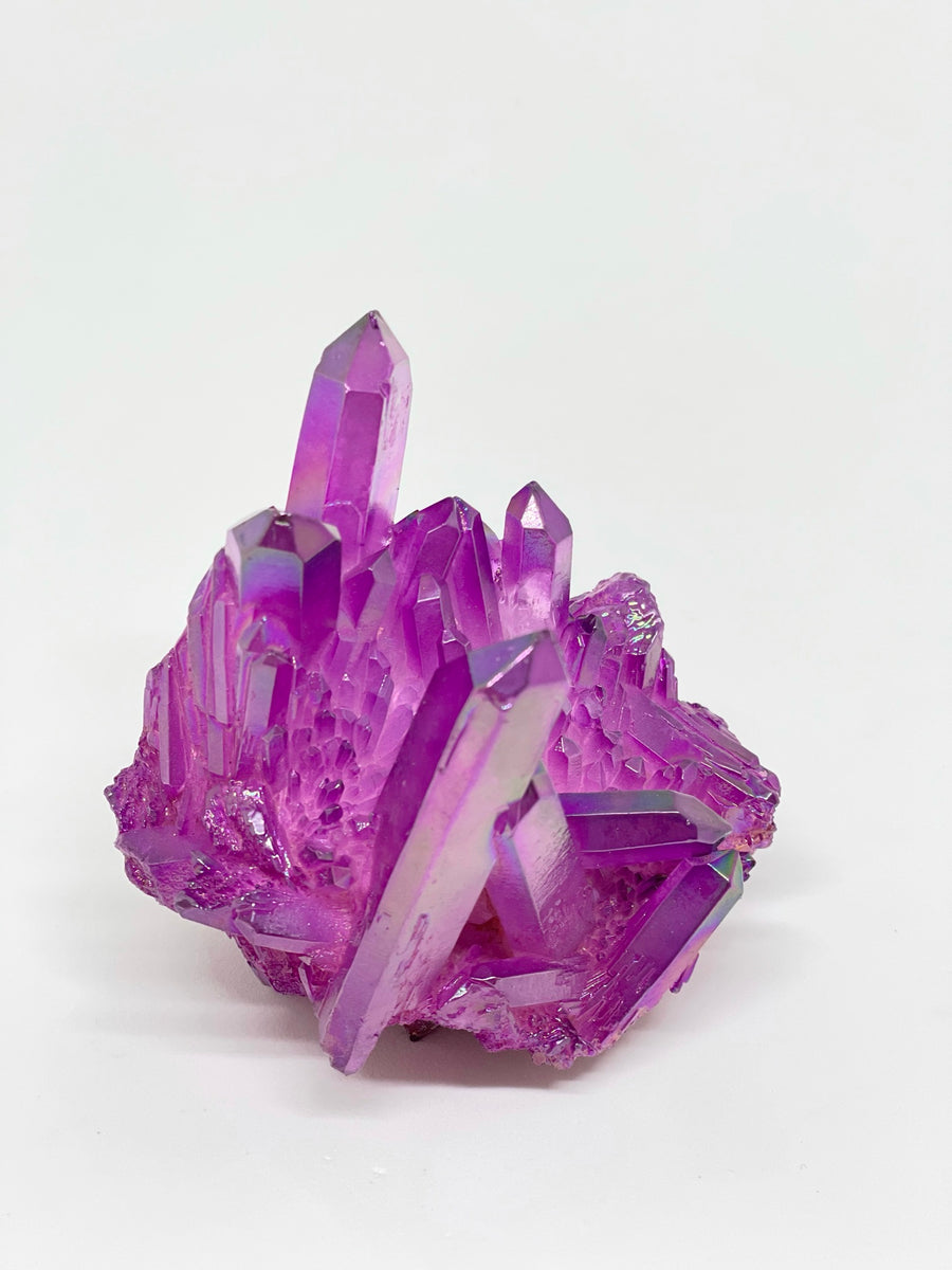 Purple Flame Aura Quartz Cluster 270g – Magickal Glaze